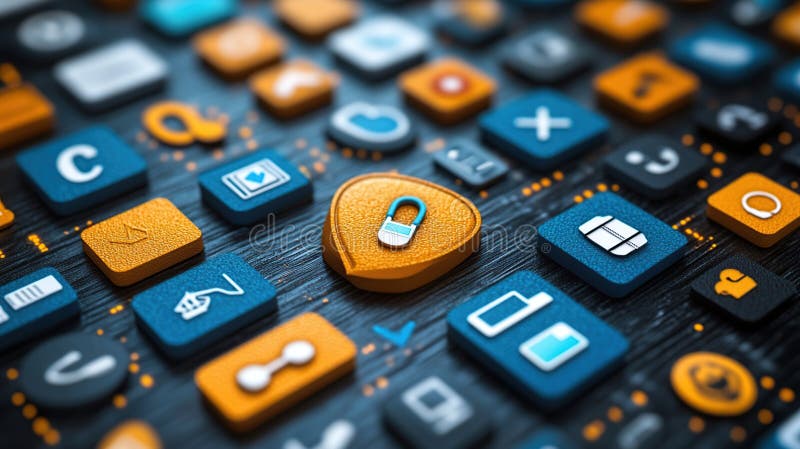 Digital Security: App Icon Protection & Data Encryption Stock ...