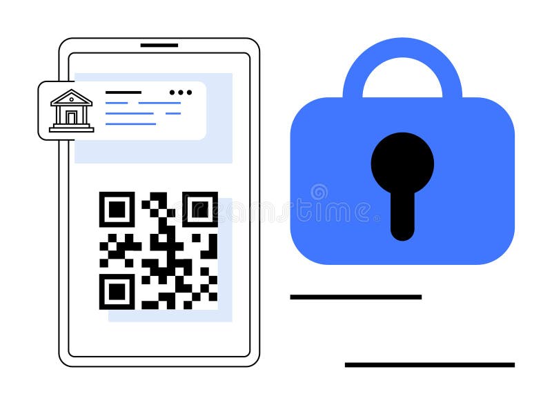 Digital Security for Banking with QR Code and Lock Stock Vector ...