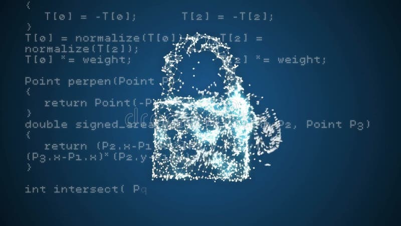 Digital Security Being Visualized in 3D Render, Showing Glowing Network Padlock Over Code ...