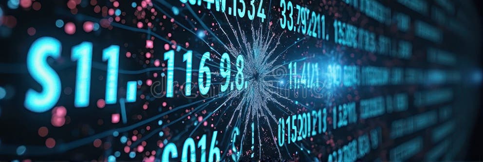 Digital Security Breach with Cracked Screen and Code Sequence Stock ...