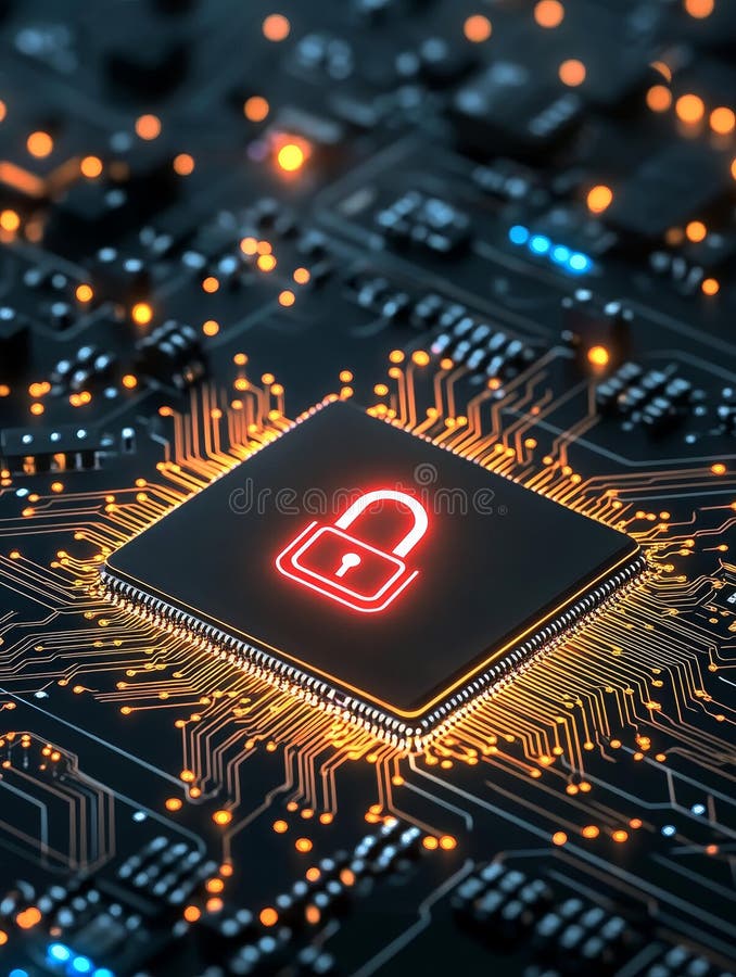 Digital Security Chip Cyber Safety Data Protection Secure Network ...