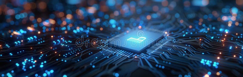 Digital Security Chip with Secure Lock Icon on Circuit Board Stock ...