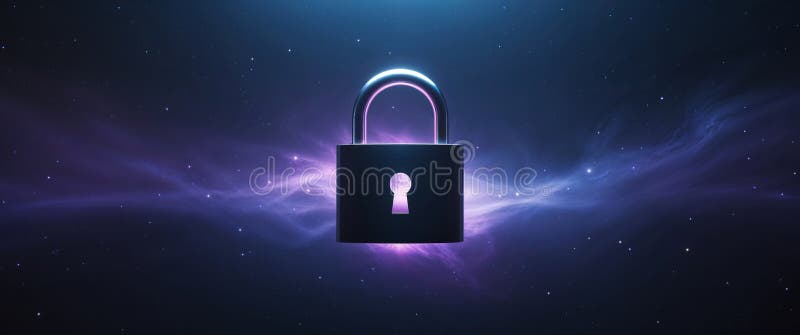 Digital Security Concept Displaying Lock Symbol with Glowing Effects on ...