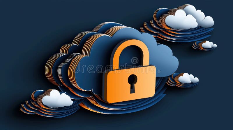 Digital Security Concept Featuring a Stylized Padlock Surrounded by ...