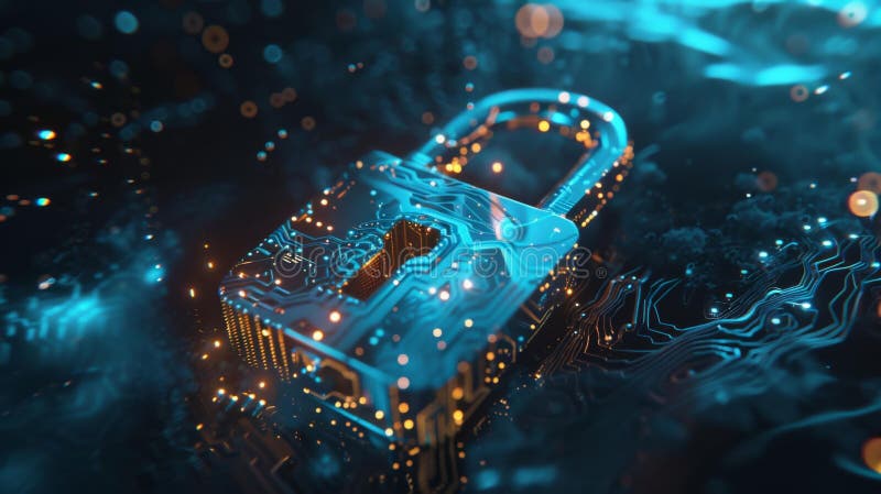 Digital Security Concept with Futuristic Lock, Generative AI Stock ...