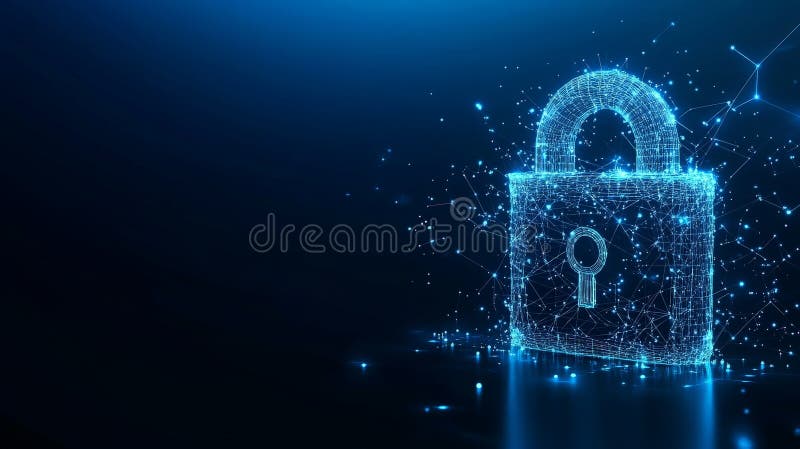 Digital Security Concept with Futuristic Lock and Network Connections ...