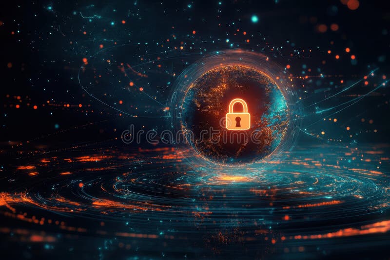 Digital Security Concept with Globe and Lock Symbol Representing Cyber ...