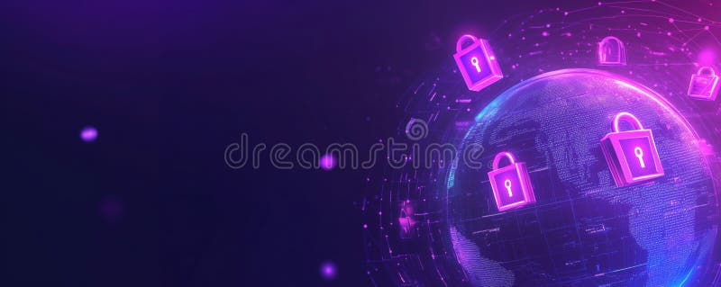 Digital Security Concept with Globe and Padlocks Representing ...
