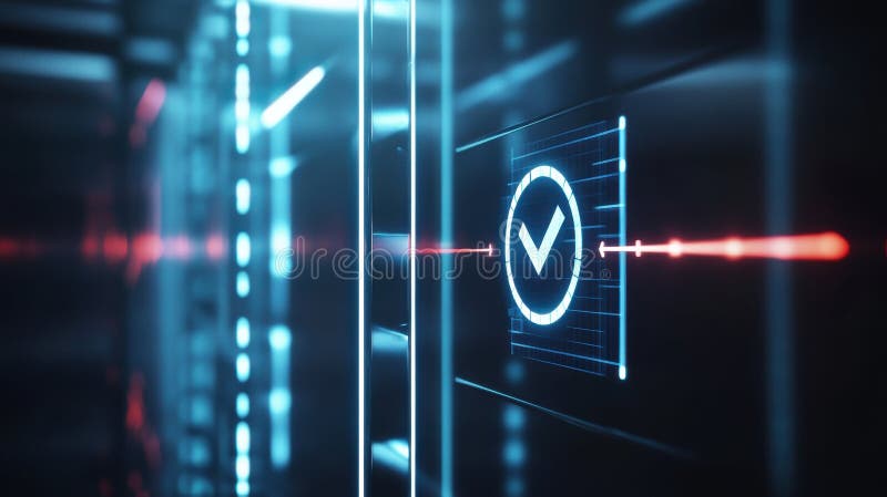 Digital Security Concept with Glowing Check Mark in Futuristic ...