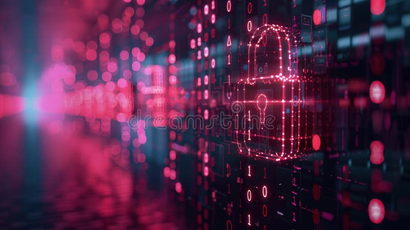 Digital Security Concept with Glowing Cyber Symbols and Data Protection ...