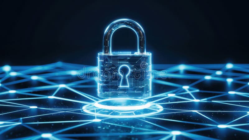 Digital Security Concept with a Glowing Padlock Surrounded by a Network of Connections Stock ...