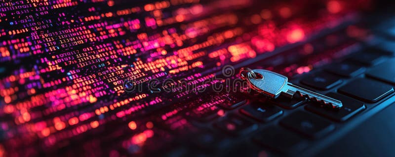 Digital Security Concept with a Key and Binary Code Visualization Stock Photo - Image of ...