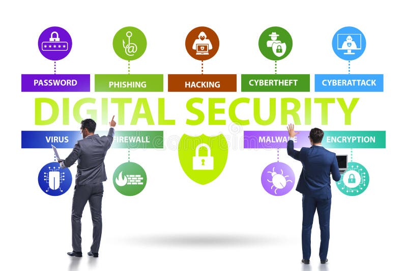 Digital Security Concept with Key Elements Stock Illustration ...