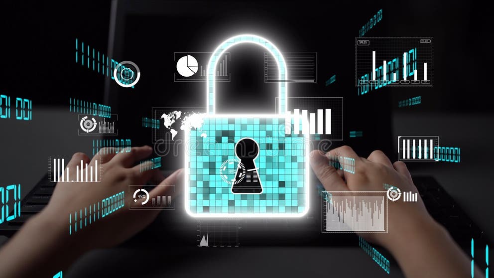 Digital Security Concept with Lock Graphics and Data Analytics Visuals ...
