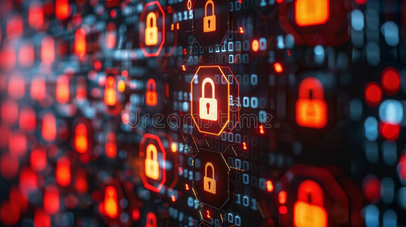 Digital Security Concept with Lock Icons and Binary Code Representing Mitigating Risks in ...