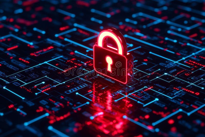 Digital Security Concept with Lock Symbol and Circuit Background Stock ...