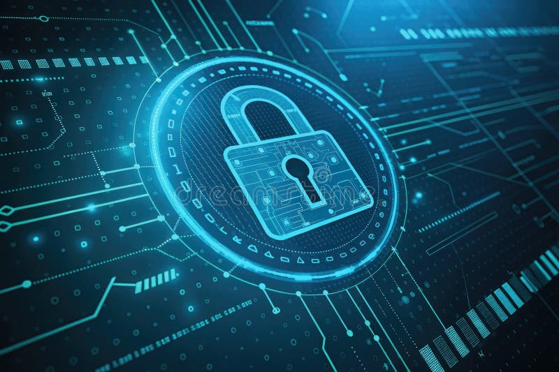 Digital Security Concept with Lock Symbol and Glowing Technology ...