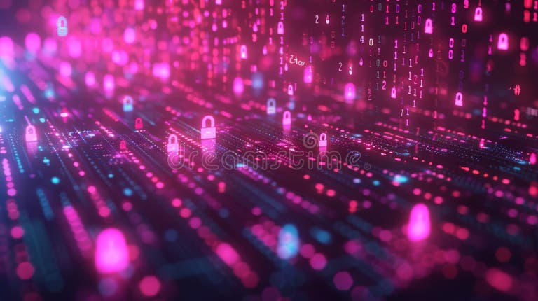 Digital Security Concept with Locks and Binary Code Representing ...