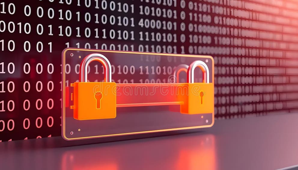 Digital Security Concept with Padlocks and Code Stock Illustration ...