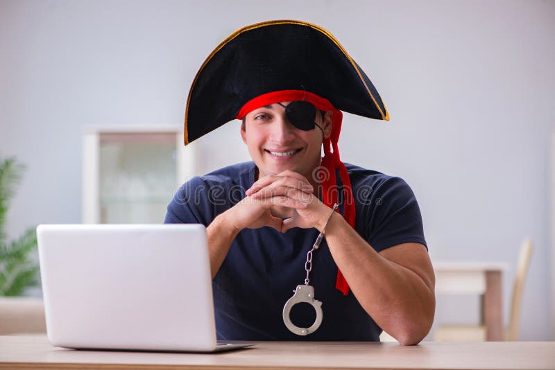 The Digital Security Concept with Pirate at Computer Stock Image ...