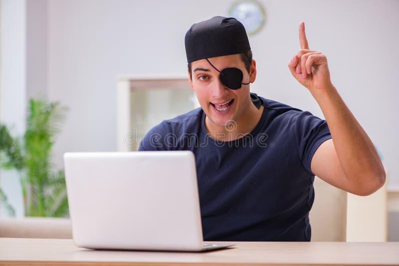 The Digital Security Concept with Pirate at Computer Stock Photo ...