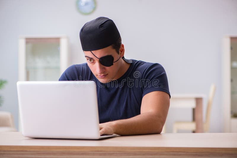 The Digital Security Concept with Pirate at Computer Stock Photo ...
