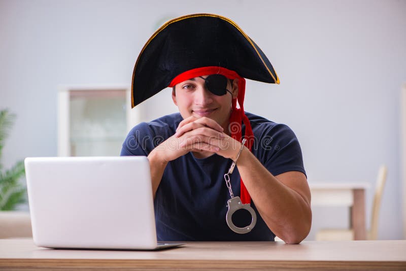 The Digital Security Concept with Pirate at Computer Stock Photo ...