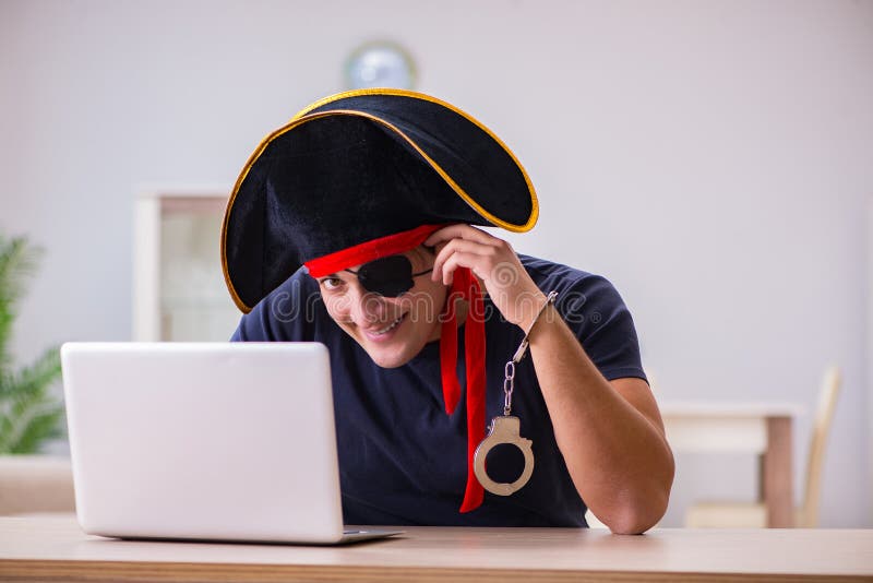 The Digital Security Concept with Pirate at Computer Stock Photo ...