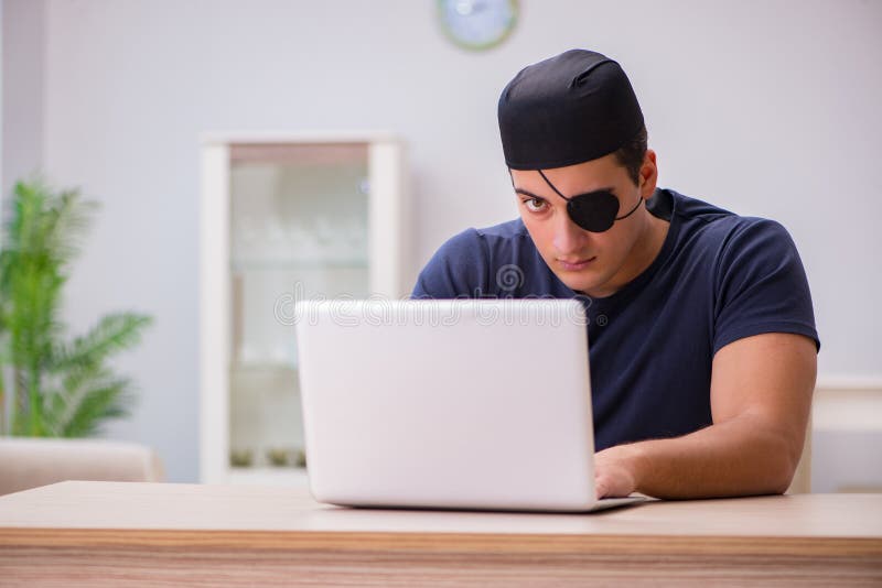 The Digital Security Concept with Pirate at Computer Stock Image ...