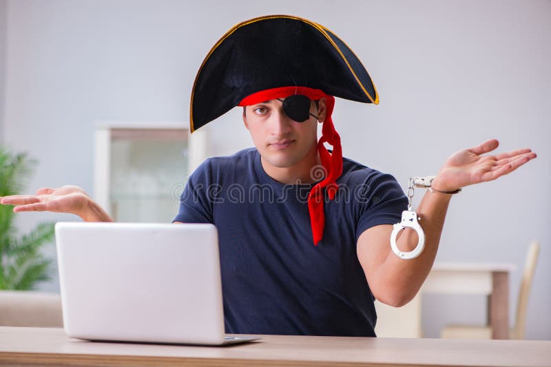 The Digital Security Concept with Pirate at Computer Stock Image ...
