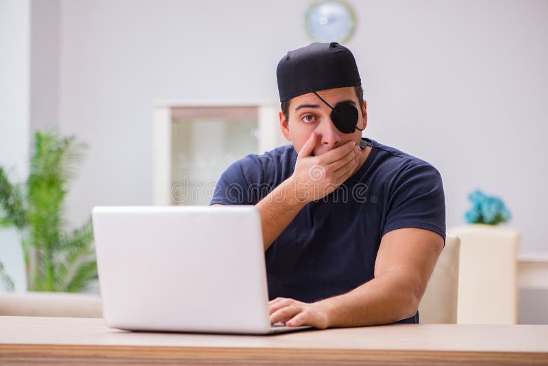 The Digital Security Concept with Pirate at Computer Stock Photo ...