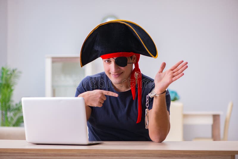 The Digital Security Concept with Pirate at Computer Stock Image ...