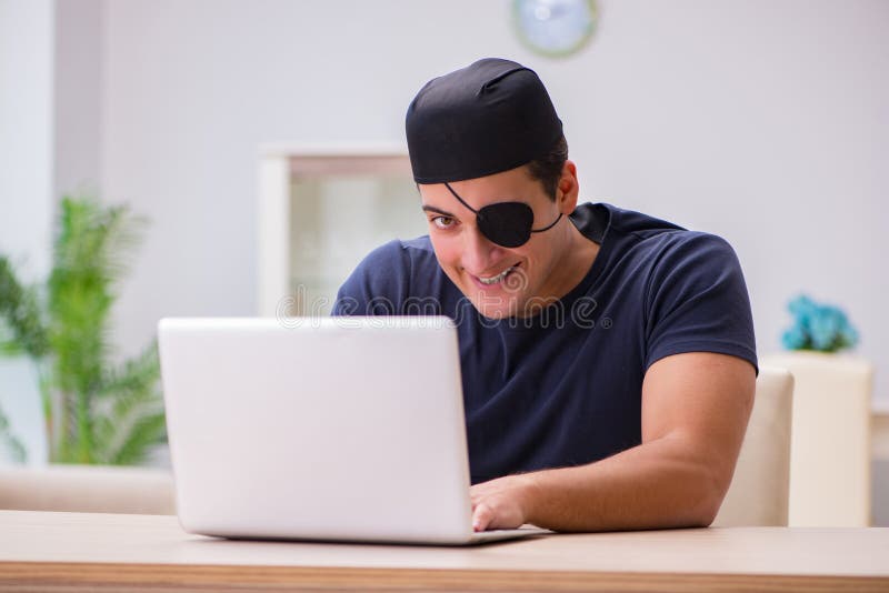 The Digital Security Concept with Pirate at Computer Stock Image ...