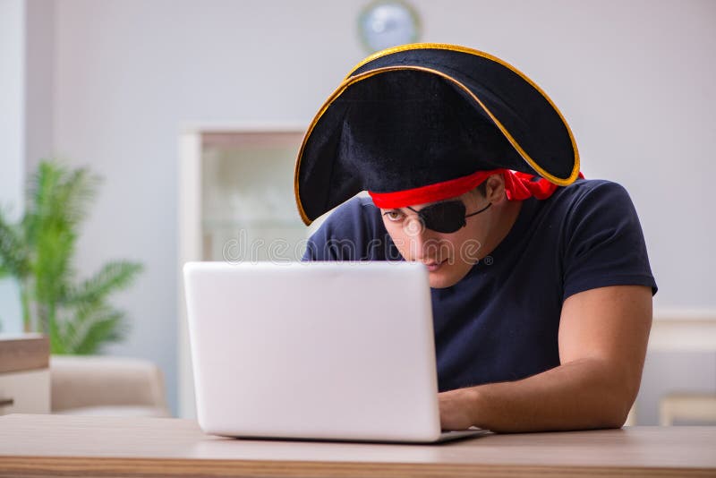 The Digital Security Concept with Pirate at Computer Stock Image ...