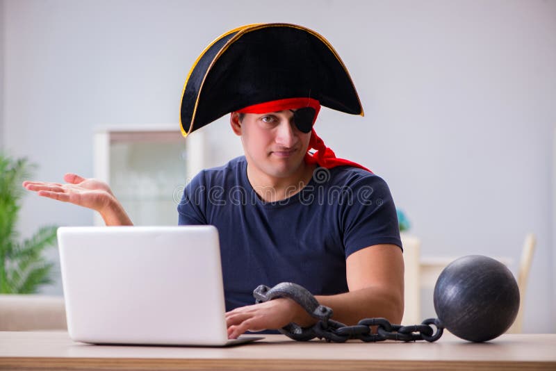 The Digital Security Concept with Pirate at Computer Stock Image ...