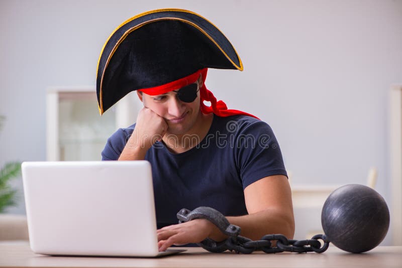 The Digital Security Concept with Pirate at Computer Stock Image ...