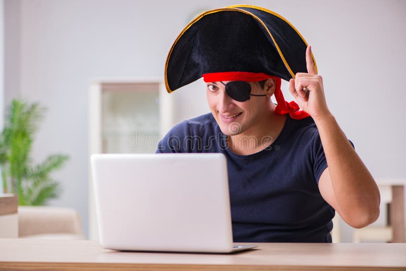 The Digital Security Concept with Pirate at Computer Stock Photo ...
