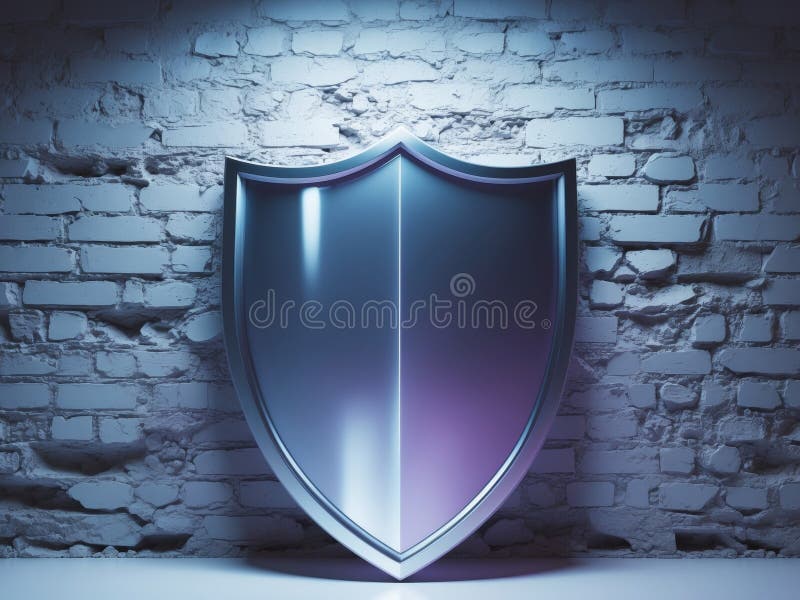 Digital Security Concept with Shield and Brick Wall Background Stock ...