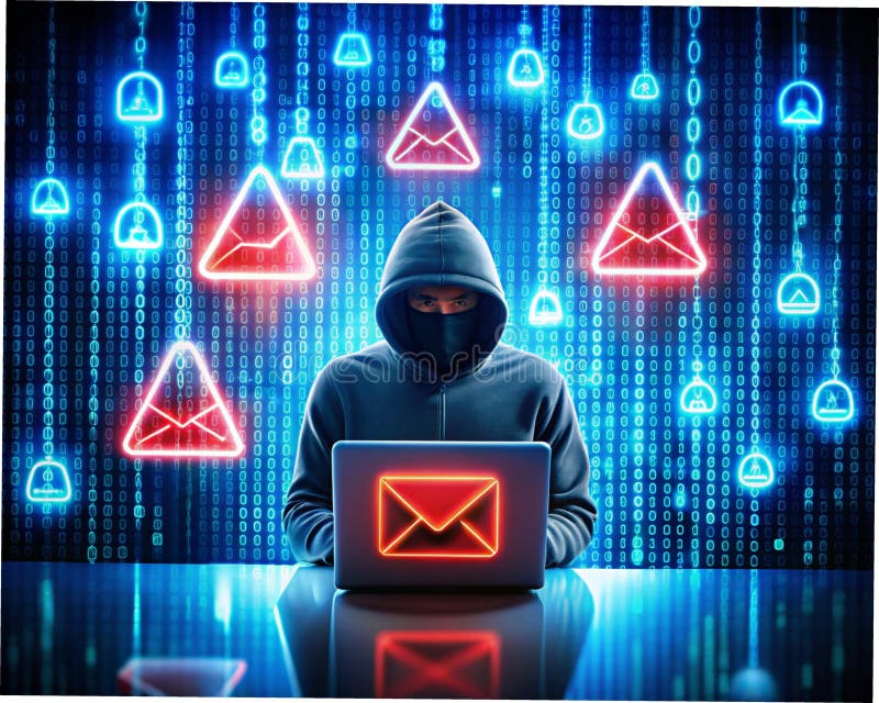 Digital Security Concept Showing Phishing Email Attack with a Hacker ...