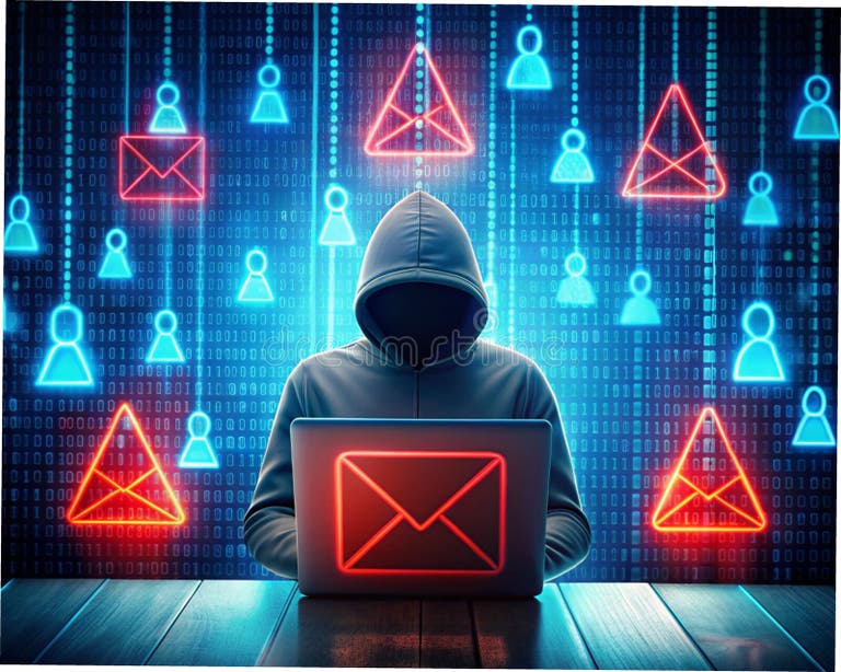 Digital Security Concept Showing Phishing Email Attack with a Hacker ...