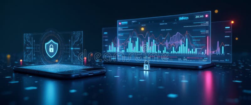 Digital Security Data on Futuristic Interface Stock Photo - Image of ...