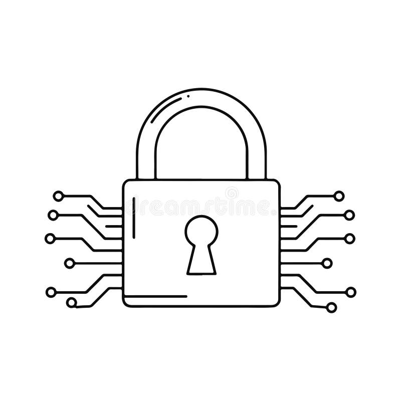 Digital Security and Data Protection. Cyber Security Lock with Circuit ...