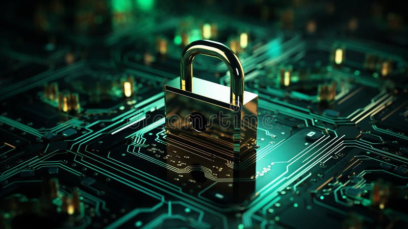 Digital Security and Encryption, Digital Padlock, Data Rescue, Neon ...