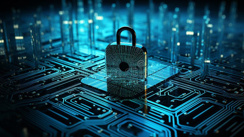 Digital Security and Encryption, Digital Padlock, Data Rescue, Neon ...