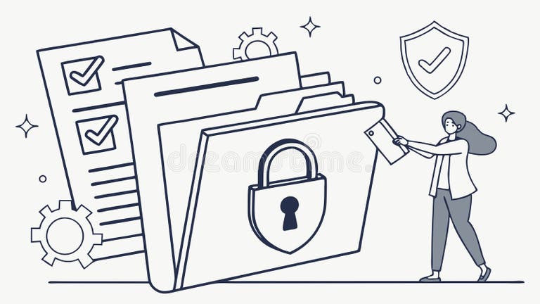 Digital Security File Folder Lock Graphic Art, Vector Design Generative ...