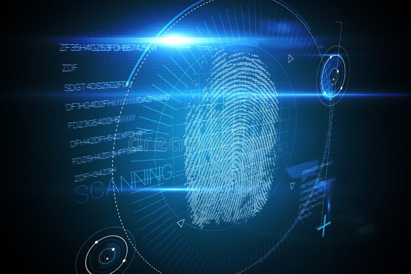 Digital Security Hand Print Scan Stock Illustration - Illustration of ...