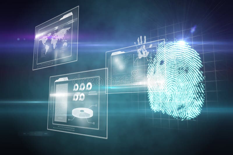 Digital Security Hand Print Scan Stock Illustration - Illustration of ...