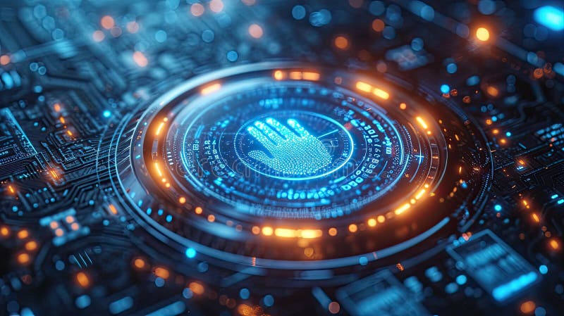 Digital Security and Fingerprint. Stock Illustration - Illustration of ...