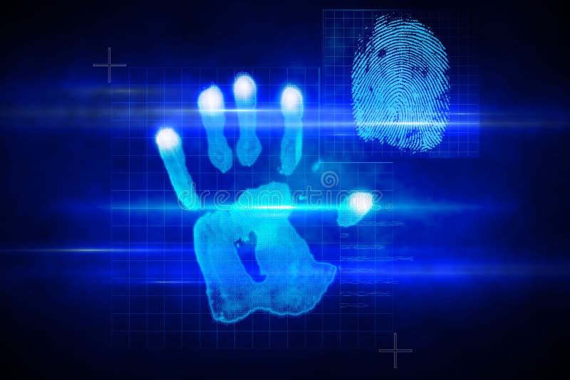 Digital Security Hand Print Scan Stock Illustration - Illustration of ...