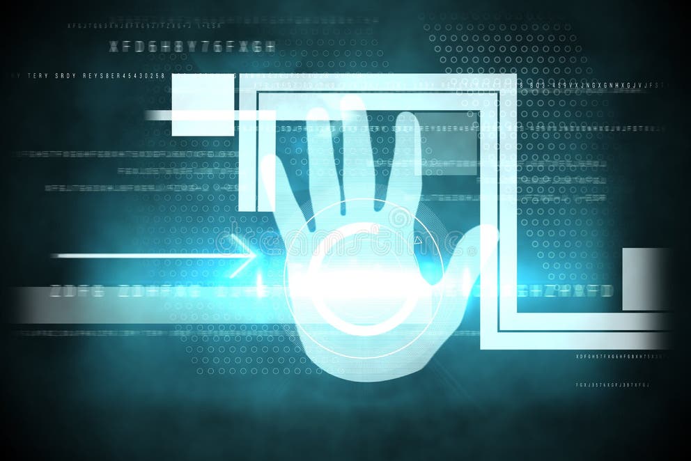 Digital Security Hand Print Scan Stock Illustration - Illustration of ...